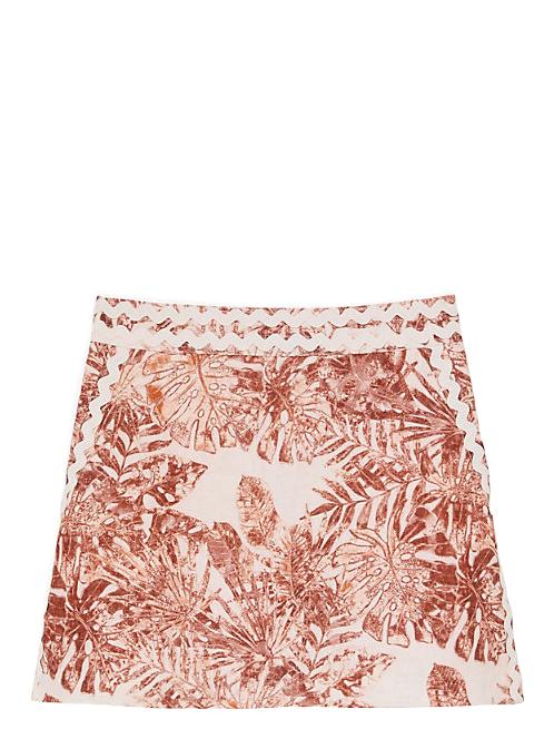 REISS Reiss Mila Tropical-Leaf Linen Mini Skirt